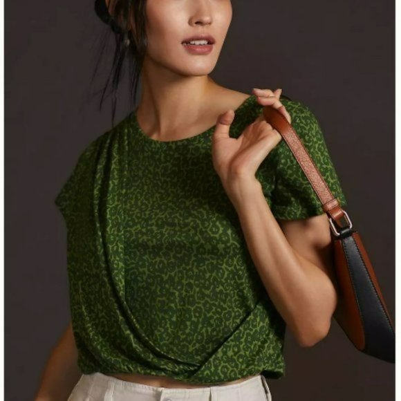 Anthropologie | Tops | Anthropologie Nwt Draped Tee In Green Motif M | Poshmark